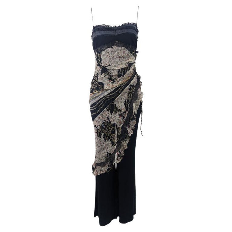 Orna Farho Paris Vintage y2k Silk Chiffon and Jersey Wide Leg Evening ...