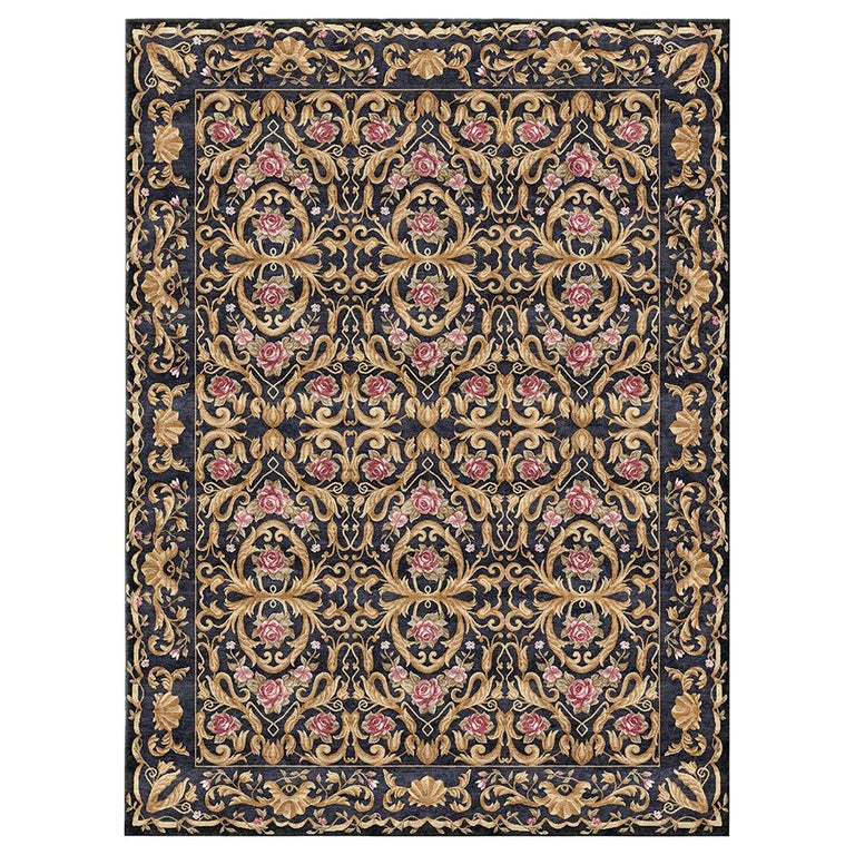 Floral pattern Modern Classics Rug handmade - Ornamental Indigo Velvet ...