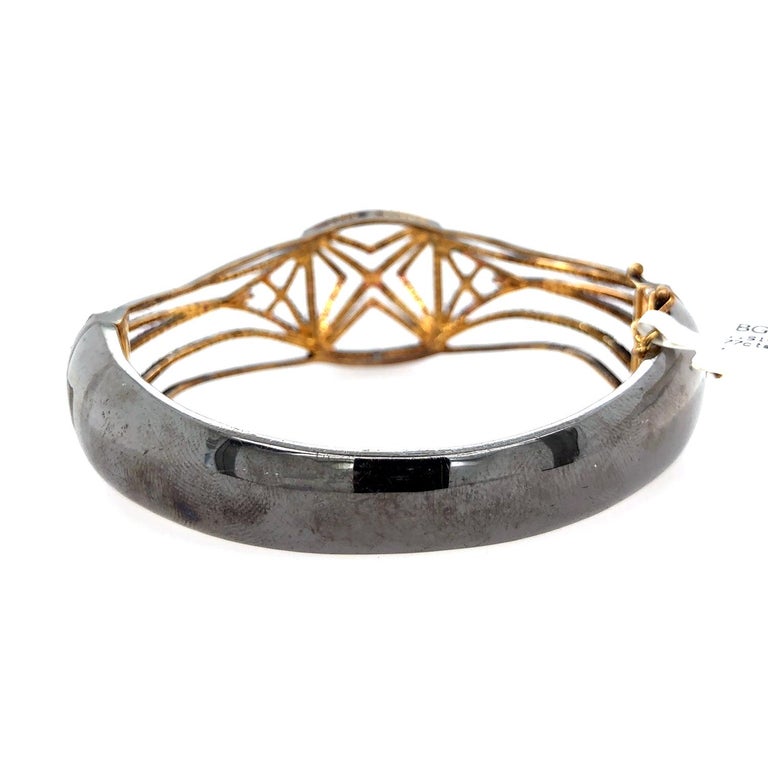 Ornamental Style Bangle Bracelet with Pave Ruby and Sapphire Stones For ...