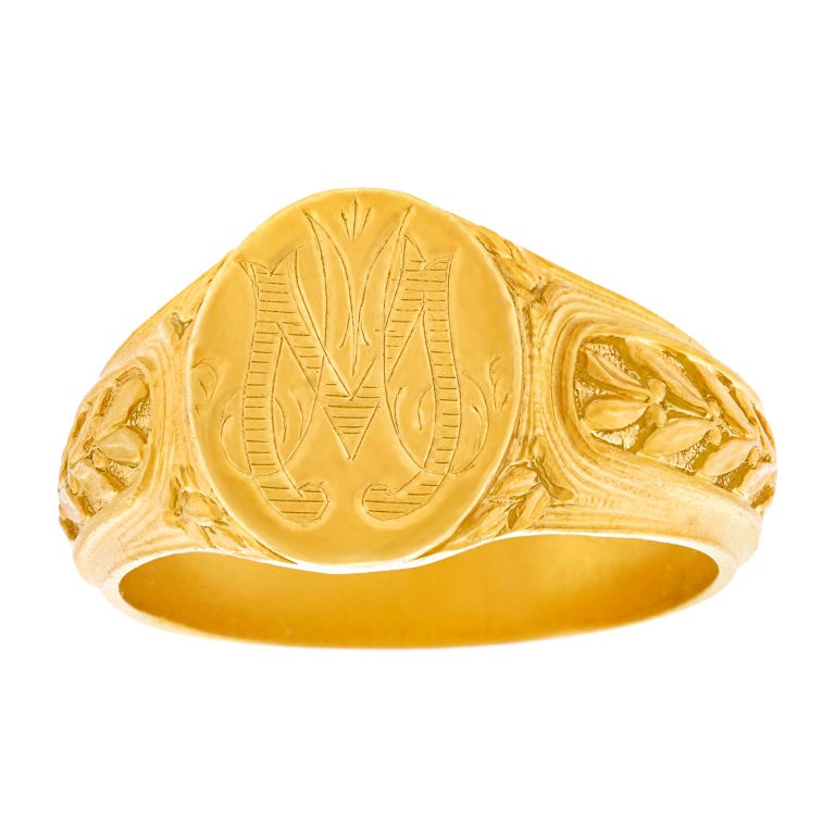 Ornate Antique Gold Signet Ring France at 1stDibs