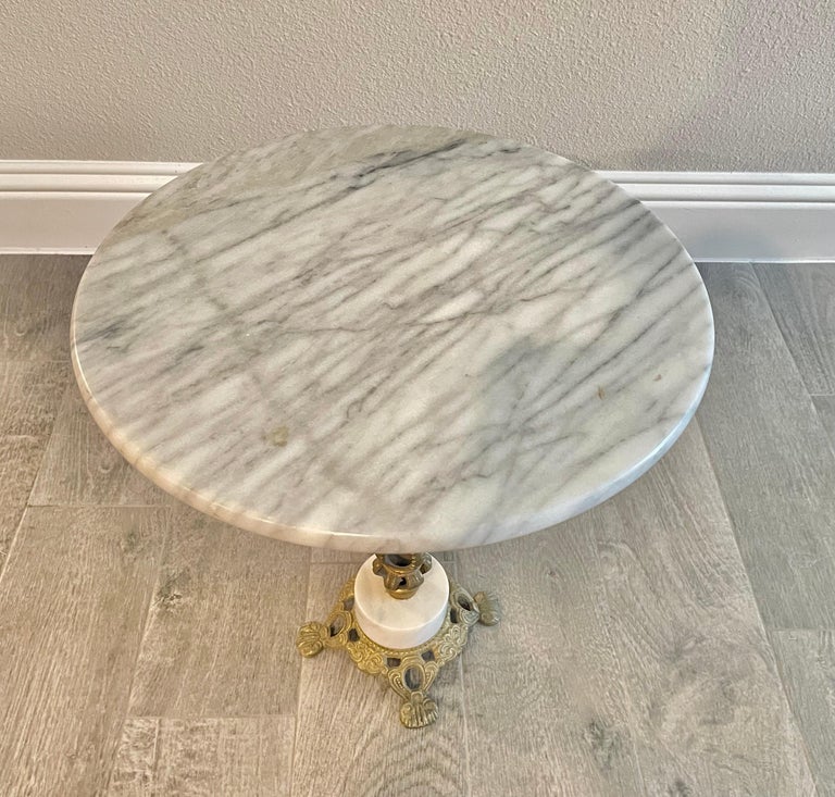 Ornate Brass and Marble Side Table at 1stDibs