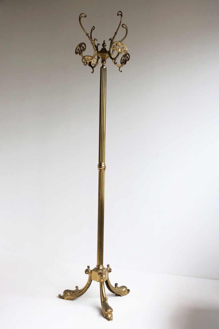 Ornate Brass Free Standing Coat Hat Rack Italian Hall Tree Stand ...