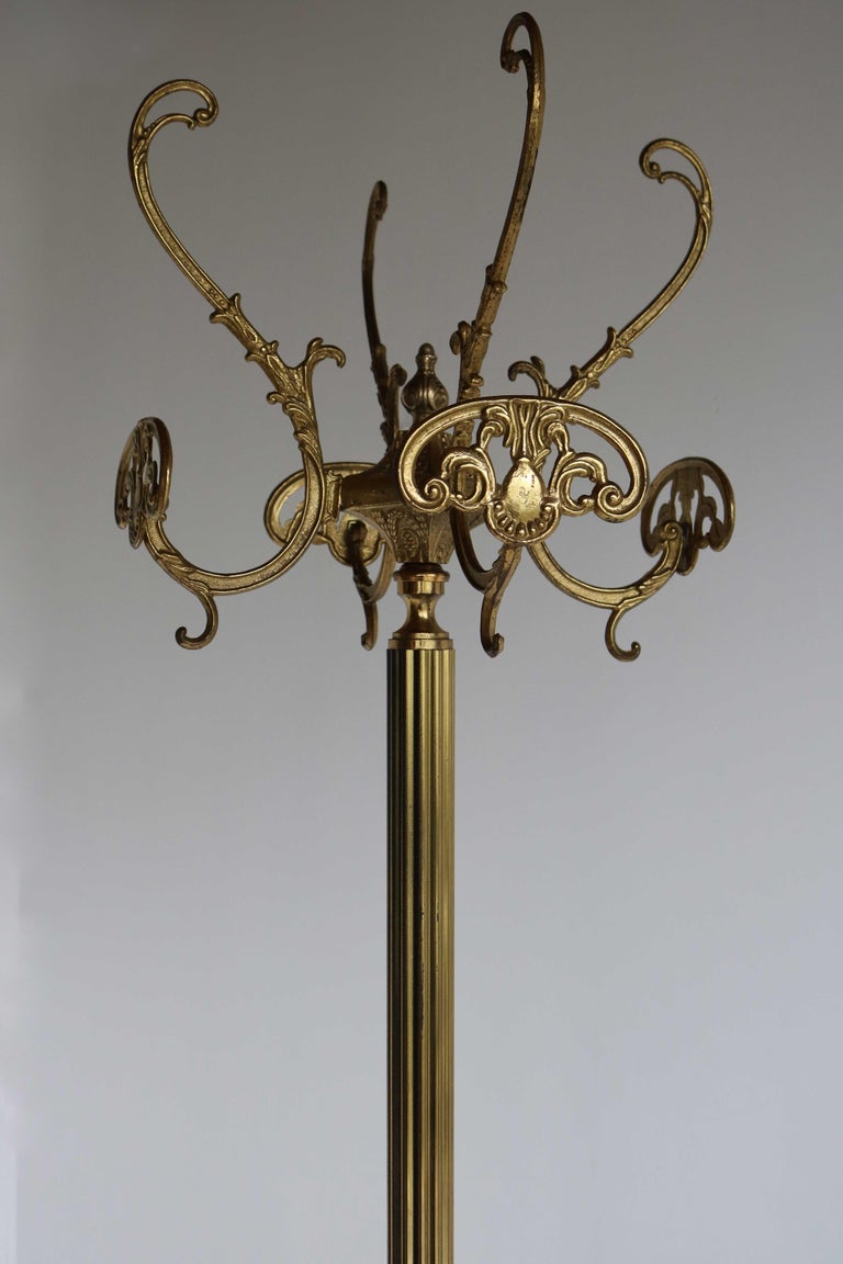Ornate Brass Free Standing Coat Hat Rack Italian Hall Tree Stand ...