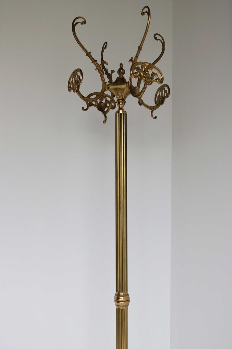 Ornate Brass Free Standing Coat Hat Rack Italian Hall Tree Stand ...