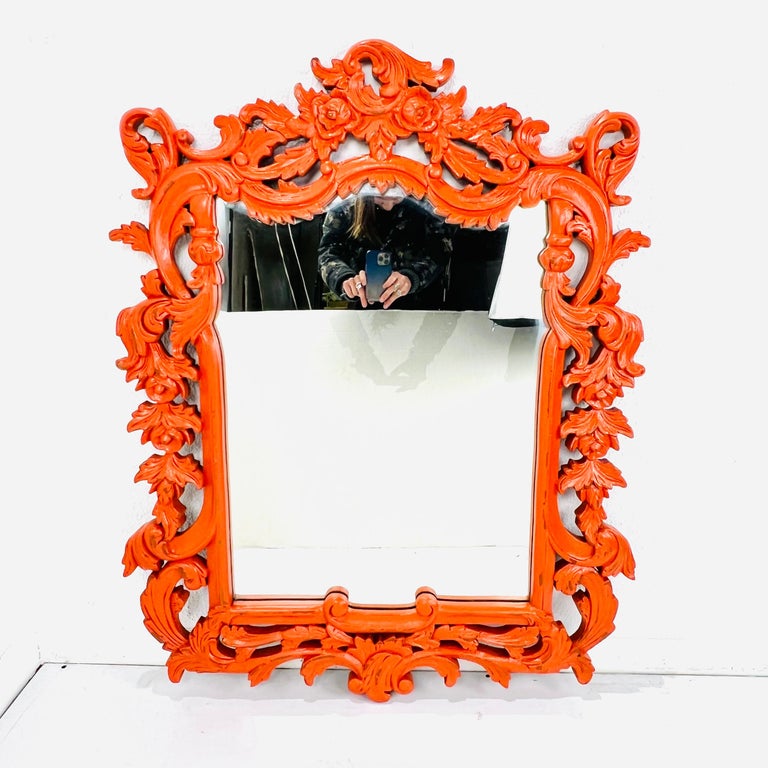 Ornate Carved Wood Wall Mirror For Sale at 1stDibs