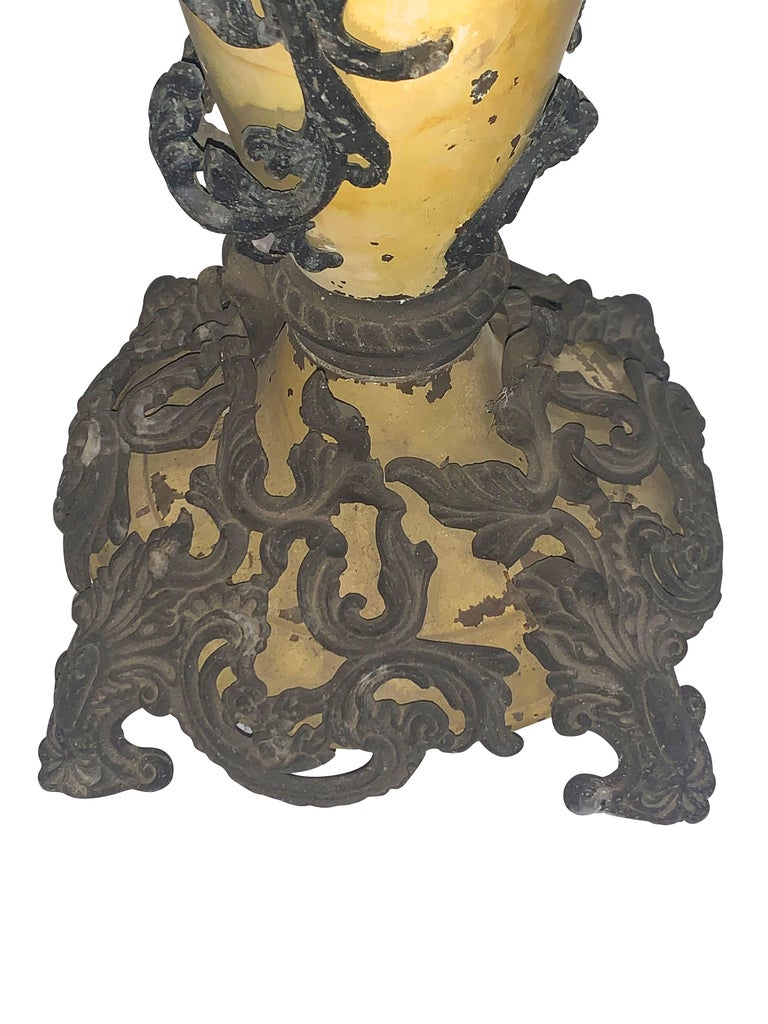 Ornate Decorative Detail Zinc Single Lamp with Shade, Italy, 1940s For ...