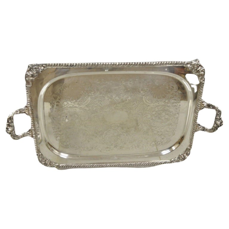 Ornate English Victorian Twin Handle Heavy Silver Plate Platter Tray ...