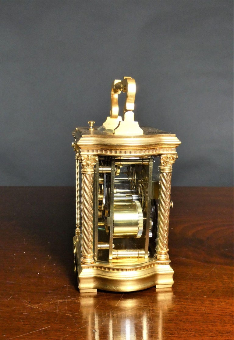 Ornate French Gilded Repeating Carriage Clock For Sale at 1stDibs