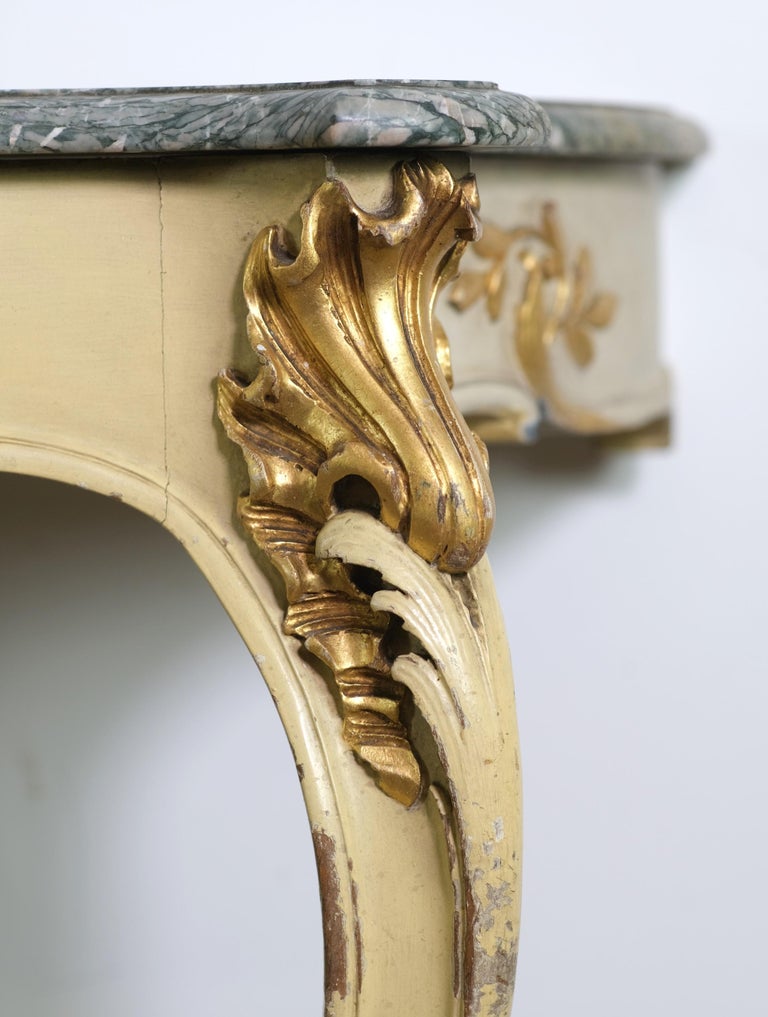 Ornate Gilt Rococo Console Table Green Marble Shelf Italy For Sale at ...