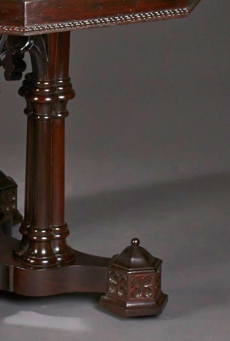 Ornate Gothic Center Table with Marble Top For Sale at 1stDibs