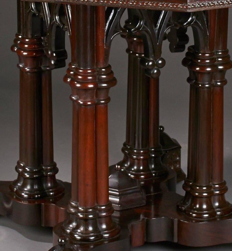 Ornate Gothic Center Table with Marble Top For Sale at 1stDibs