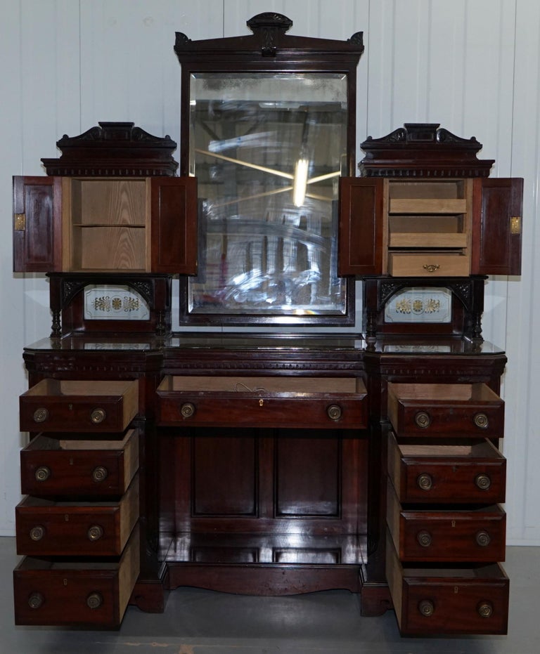 Ornate Grand Victorian Hardwood Dressing Table Loads of Drawers Storage ...