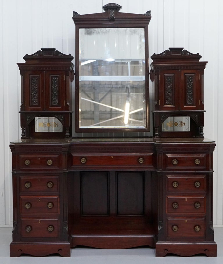 Ornate Grand Victorian Hardwood Dressing Table Loads of Drawers Storage ...
