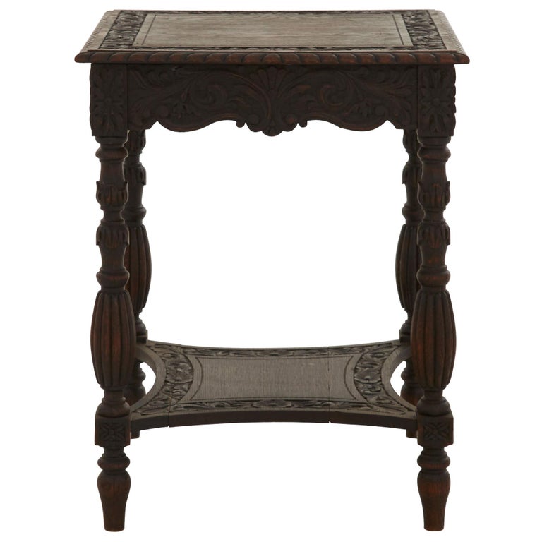 Ornate Hand Carved Side Table at 1stDibs