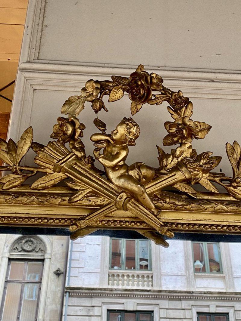 Ornate, Huge, Stunning Gold Leaf Antique Mirror For Sale at 1stDibs