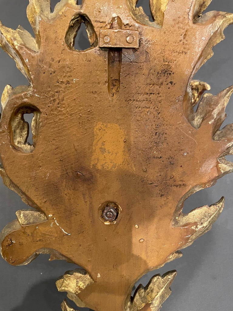 Ornate Italian Rococo Style Giltwood Candle Sconces For Sale at 1stDibs