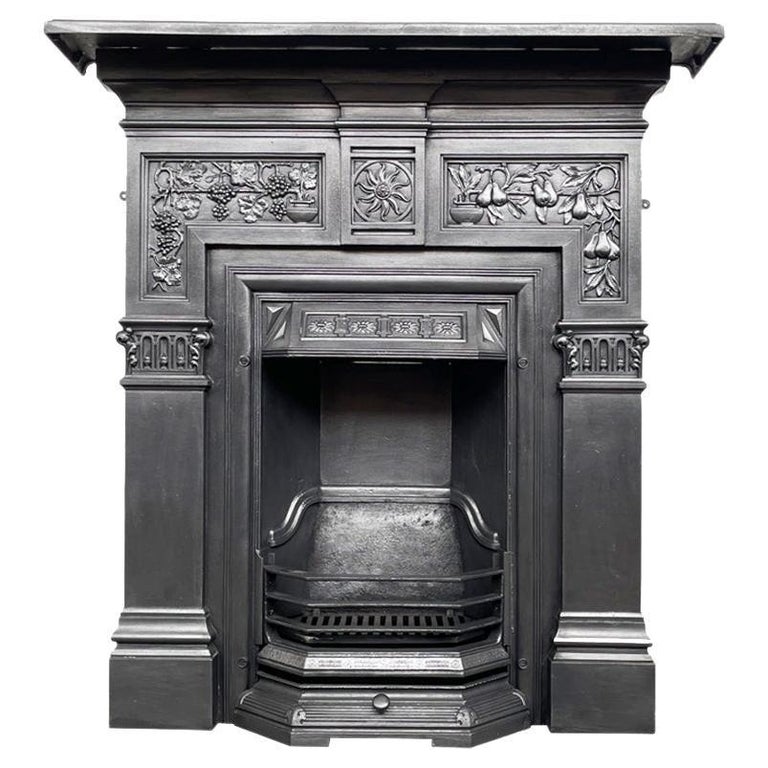 Ornate Reclaimed Victorian Cast Iron Combination Fireplace at 1stDibs