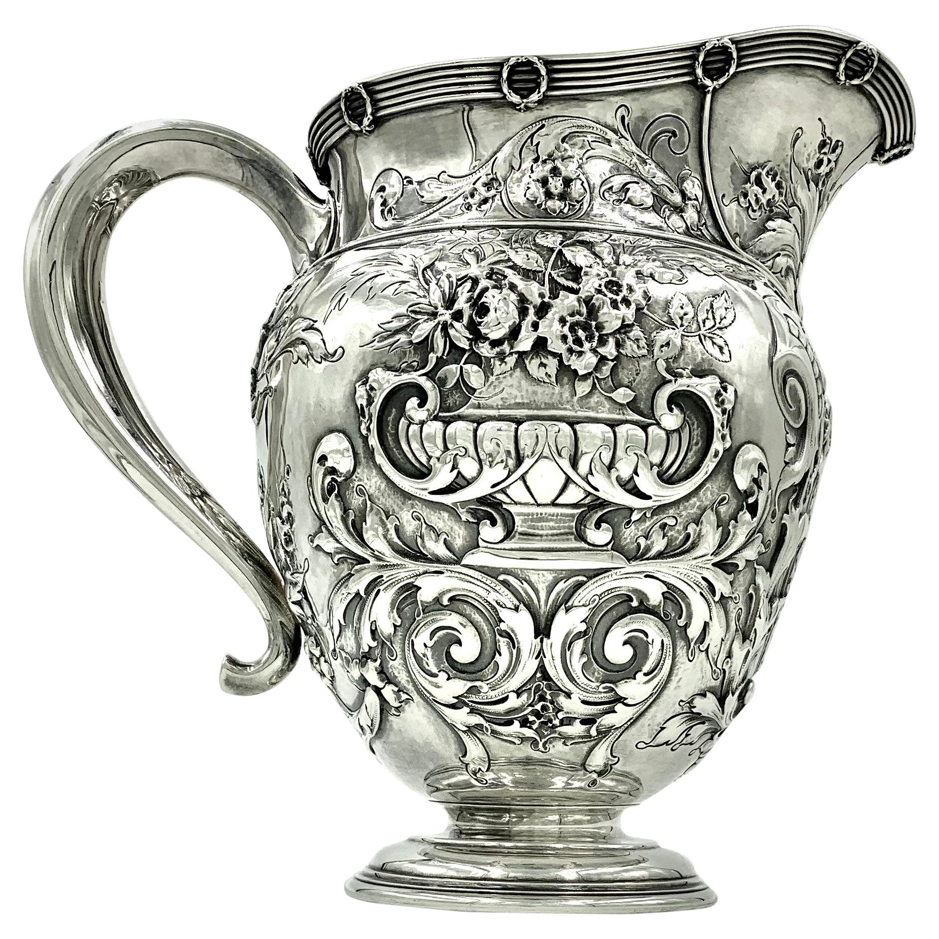 An Art Deco textured silver pitcher at 1stDibs