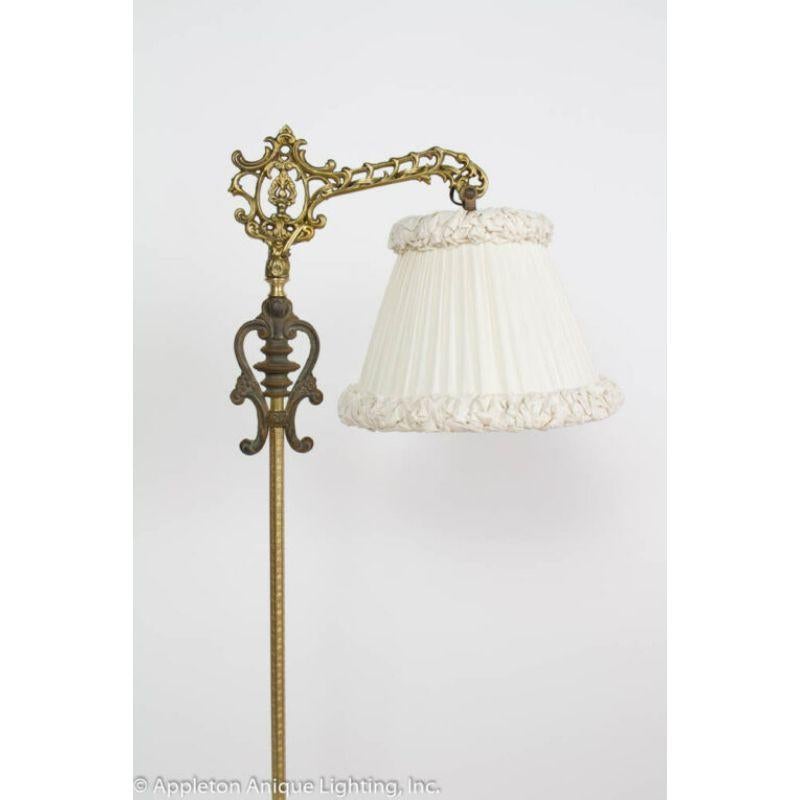 Ornate Rococo Revival Bridge Lamp with Pleated and Ruched off White ...