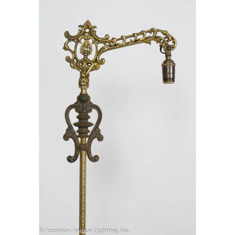 Ornate Rococo Revival Bridge Lamp with Pleated and Ruched off White ...