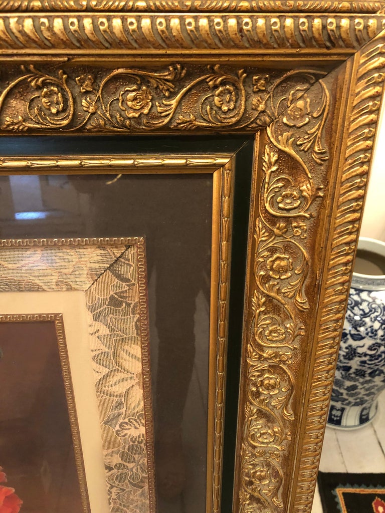 Ornate Romantic Floral Still Life Print in Impressive Frame For Sale at ...