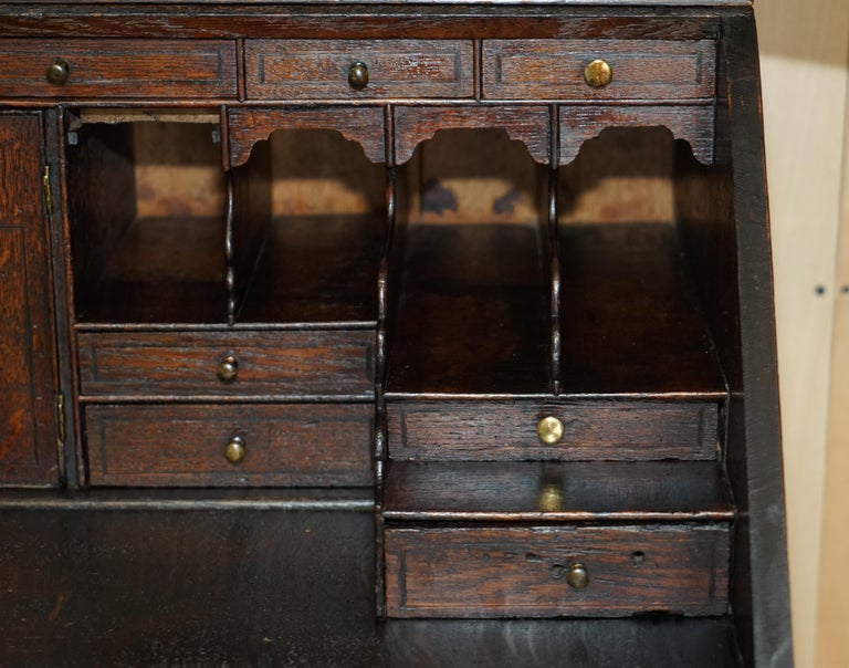 Ornately Carved English Oak Library Bureau Bookcase Lion's Head Brass ...