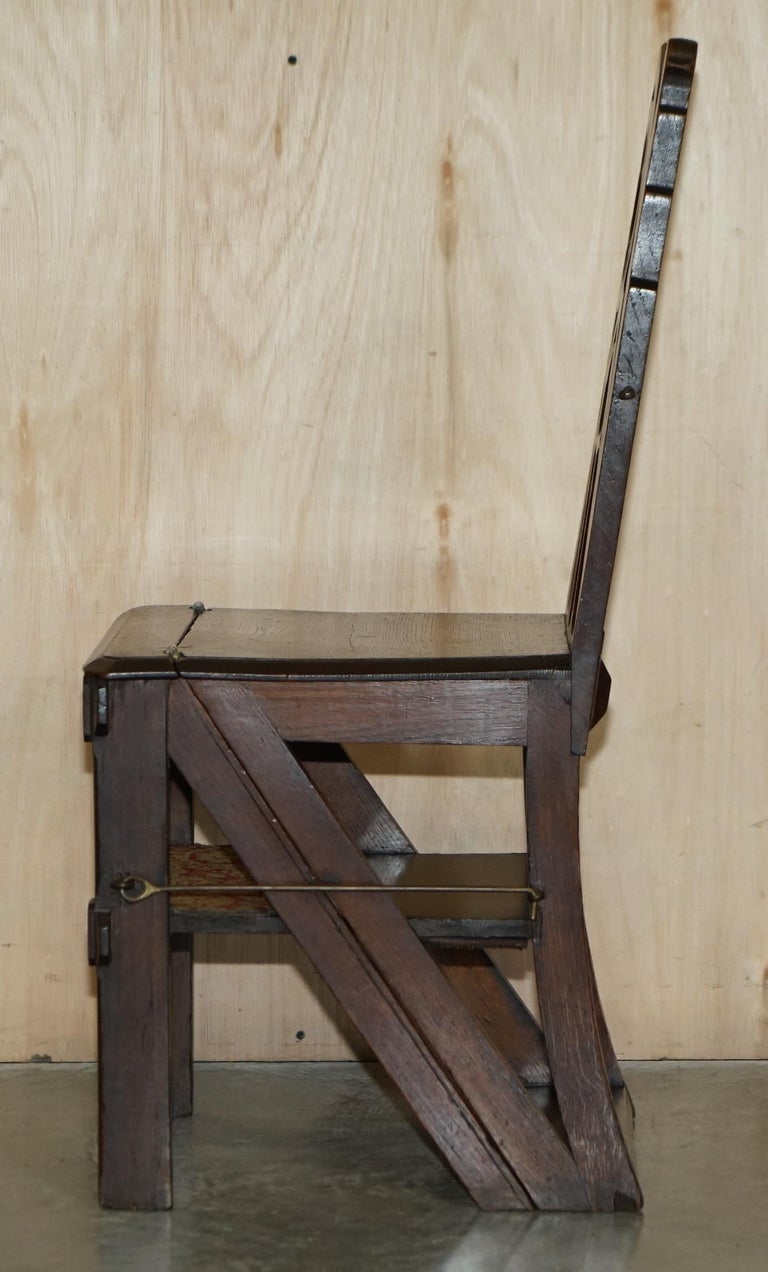 Ornately Carved Gothic English Oak Library Steps Metamorphic Chair ...