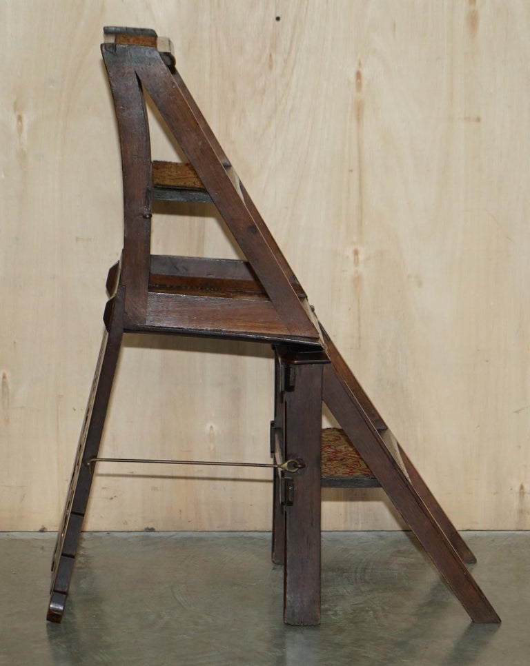 Ornately Carved Gothic English Oak Library Steps Metamorphic Chair ...