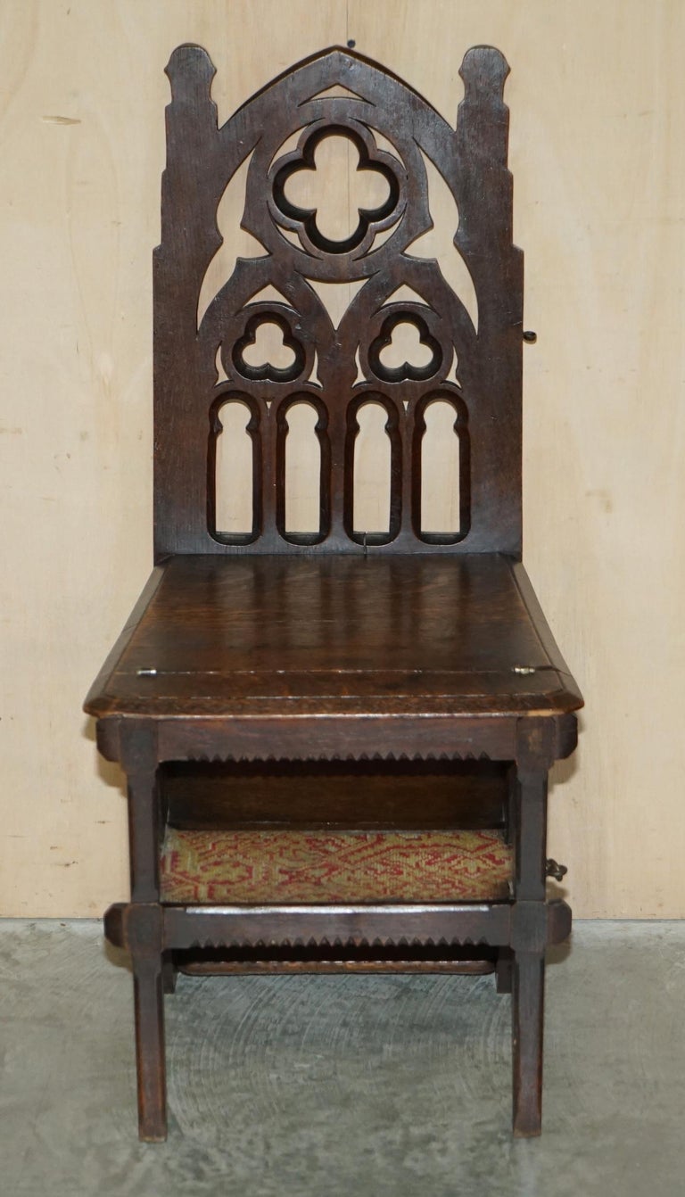 Ornately Carved Gothic English Oak Library Steps Metamorphic Chair ...