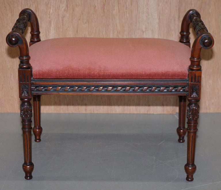 Ornately Carved Hardwood Vintage Regency Style Piano Stool Dressing ...