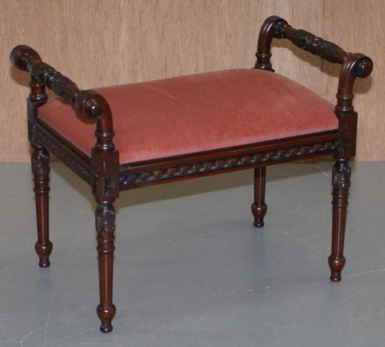 Ornately Carved Hardwood Vintage Regency Style Piano Stool Dressing ...
