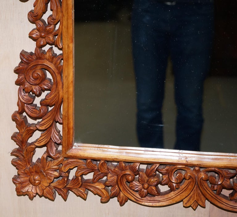 Ornately Hand Carved Vintage Wall Mirror with Birds and Flowers All ...
