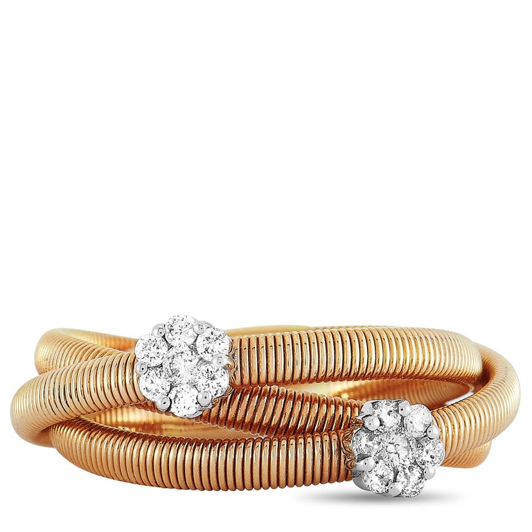 Oro Trend 18 Karat Rose and White Gold 0.22 Carat Diamond Ring at 1stDibs