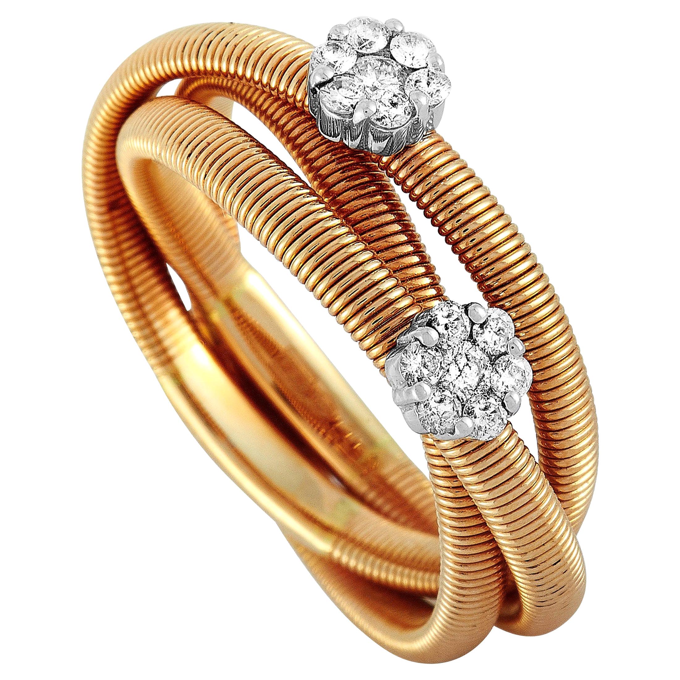 Oro Trend 18 Karat Rose and White Gold 0.22 Carat Diamond Ring at 1stDibs