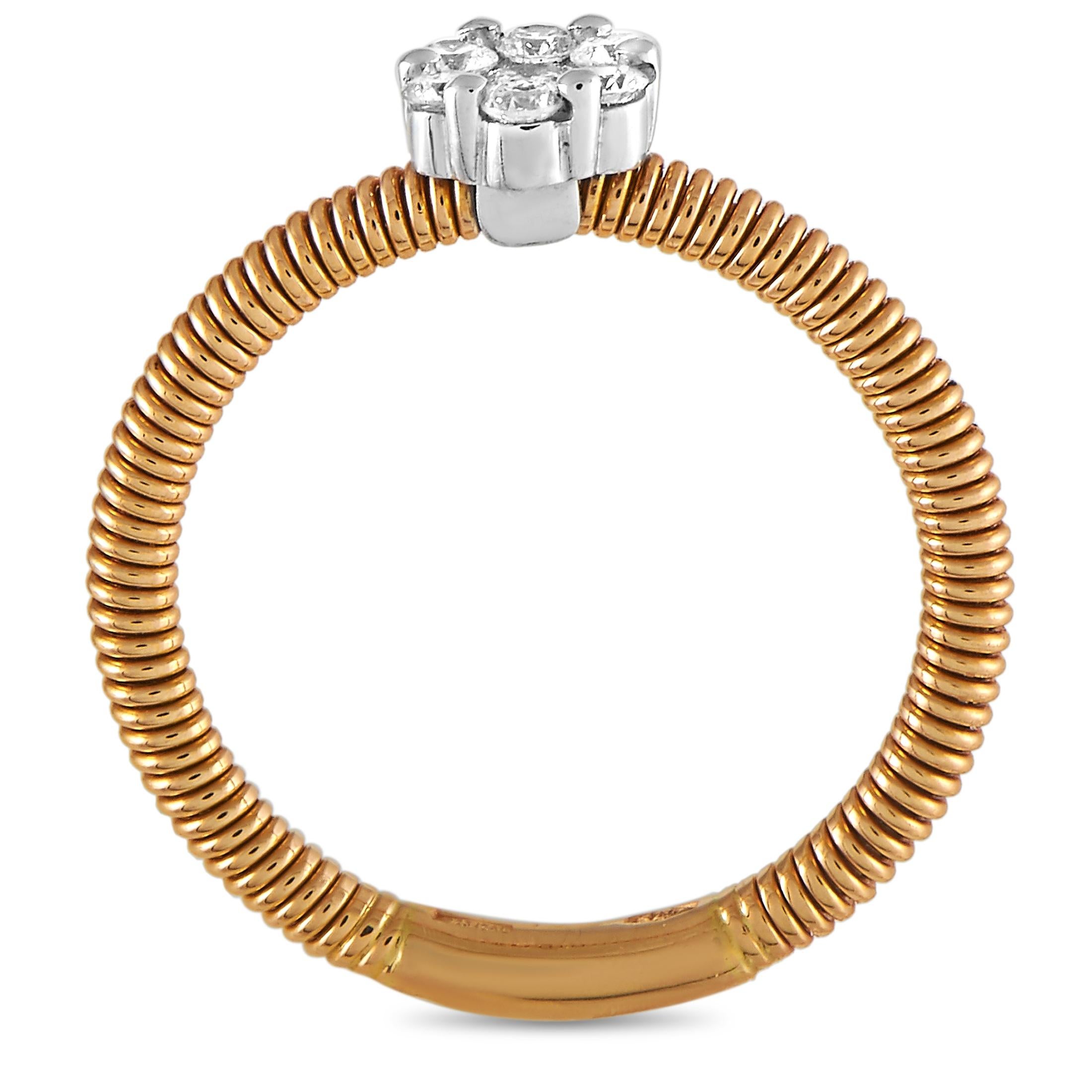 Oro Trend 18 Karat Rose and White Gold 0.23 Carat Diamond Ring at 1stDibs