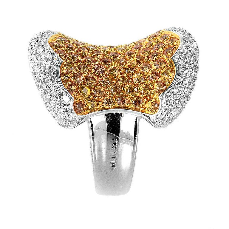 Oro Trend 18 Karat White Gold Yellow Sapphire and Diamond Ring For Sale ...