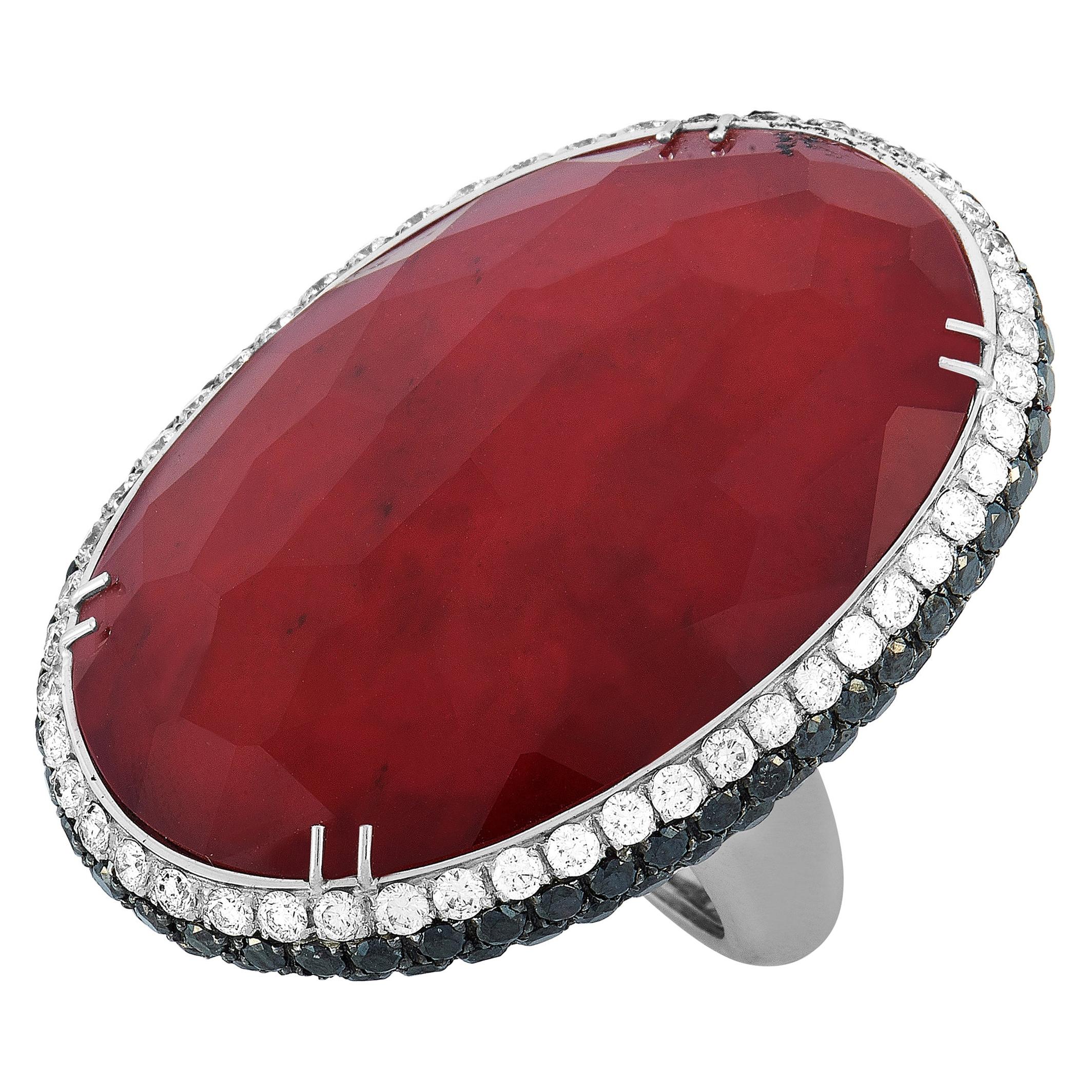 Oro Trend 18 Karat White Gold Diamond and Turquoise Flower Ring at 1stDibs