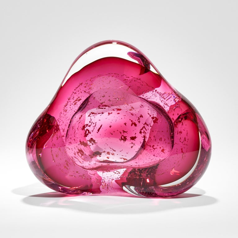 Oro Vug in Fuchsia II, Gold and Pink Glass Geode Sculpture by Samantha ...