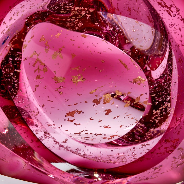 Oro Vug in Fuchsia II, Gold and Pink Glass Geode Sculpture by Samantha ...