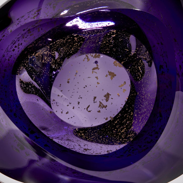 Oro Vug in Purple I, Gold and Purple Glass Geode Sculpture by Samantha ...