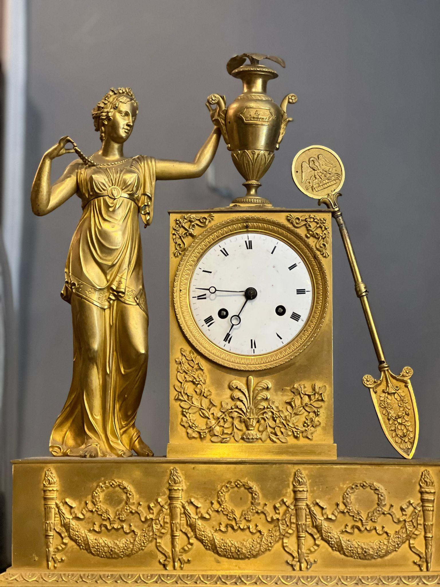 Empire clock with female figure For Sale at 1stDibs