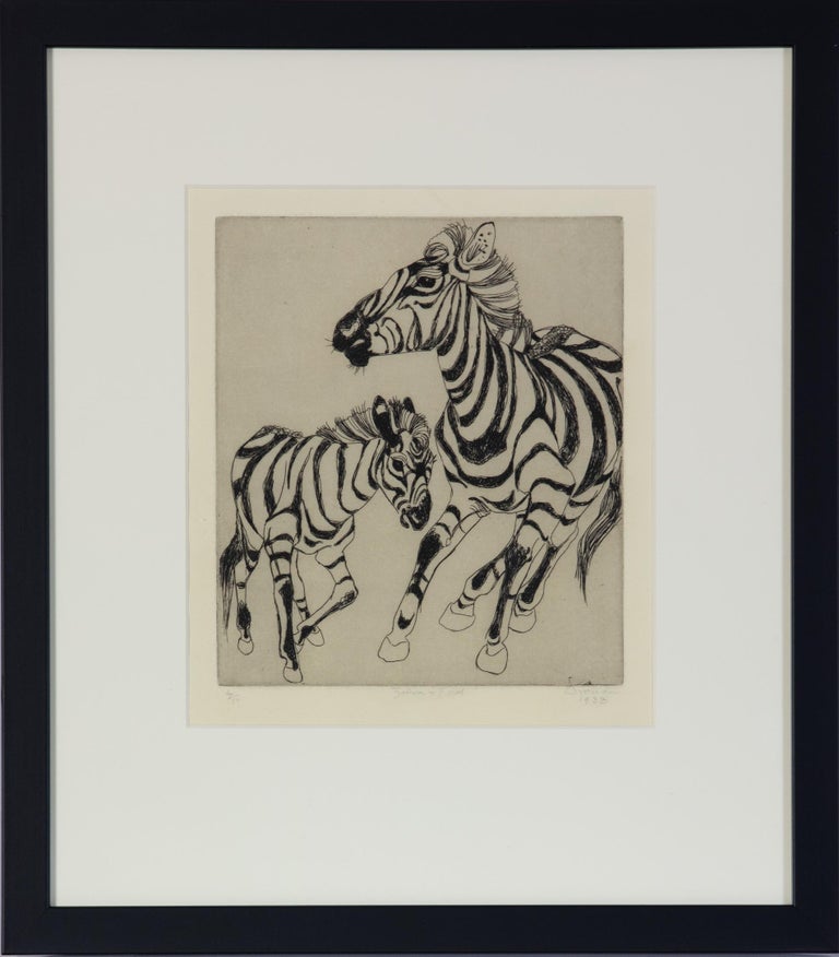 Orovida Pissarro - Zebra and foal by Orovida Pissarro - Animal etching ...