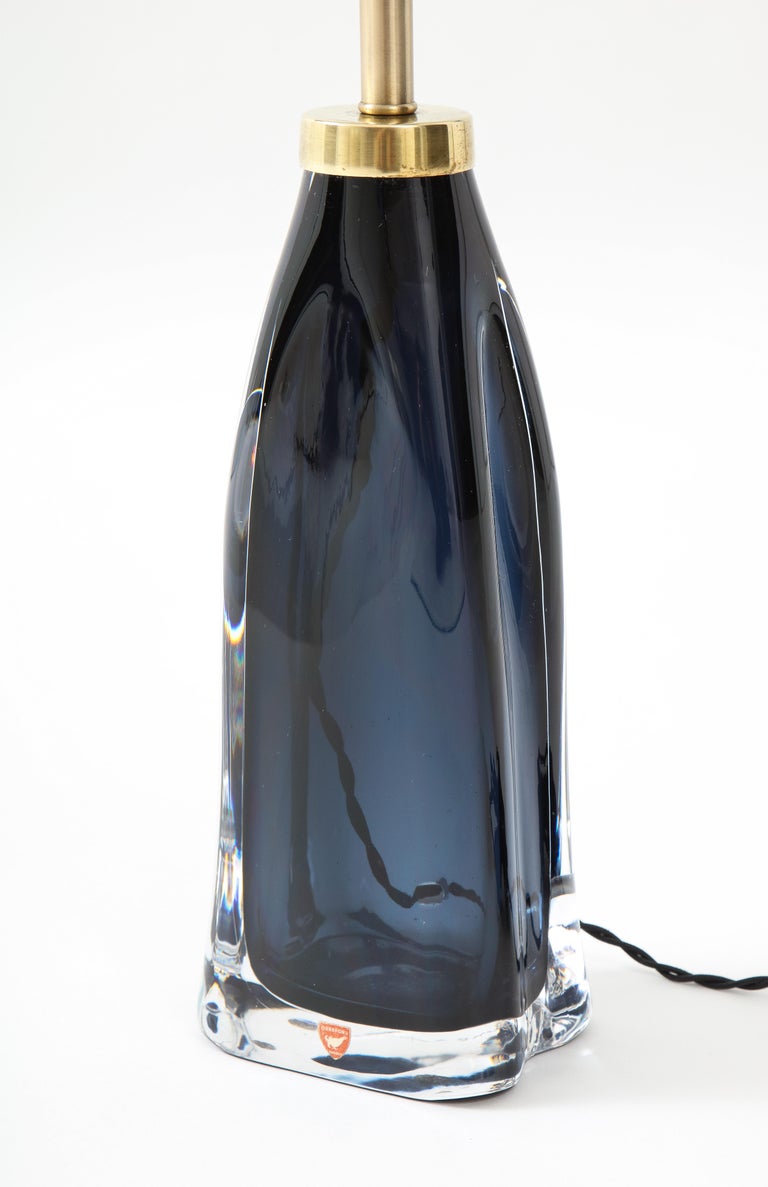 Orrefors Midnight Blue Crystal Lamp For Sale at 1stDibs