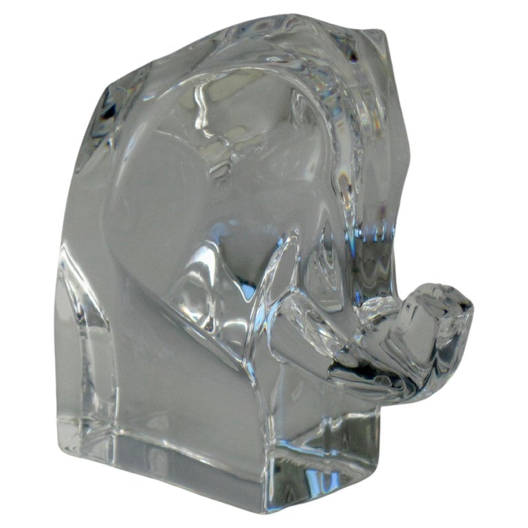 Orrefors Sweden Crystal Elephant Paperweight Desk Accessory For Sale at ...