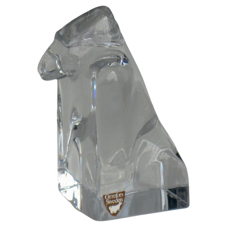 Orrefors Sweden Crystal Gorilla Paperweight Desk Accessory For Sale at ...