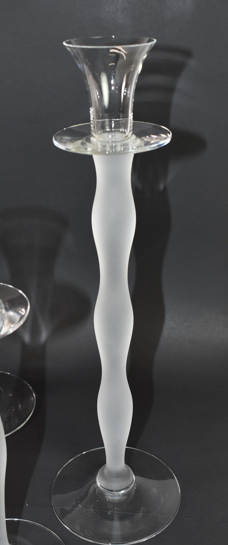 Orrefors Sweden Frosted Glass Four Candle Holders Designed by Anne ...