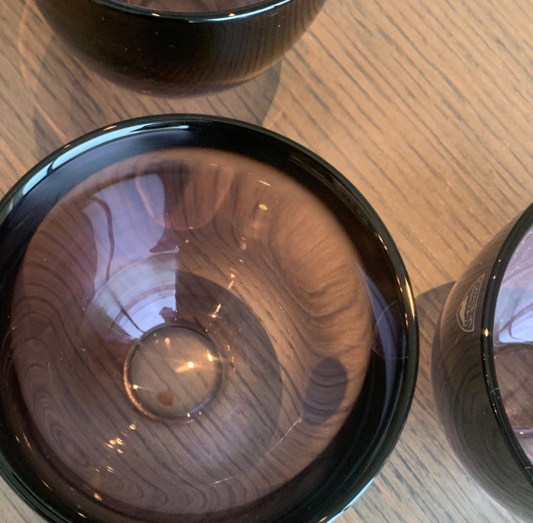 Orrefors x Lena Bergstrom Pastillo Purple Glass Votive Dishes, Trinket ...
