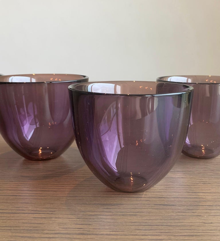 Orrefors x Lena Bergstrom Pastillo Purple Glass Votive Dishes, Trinket ...