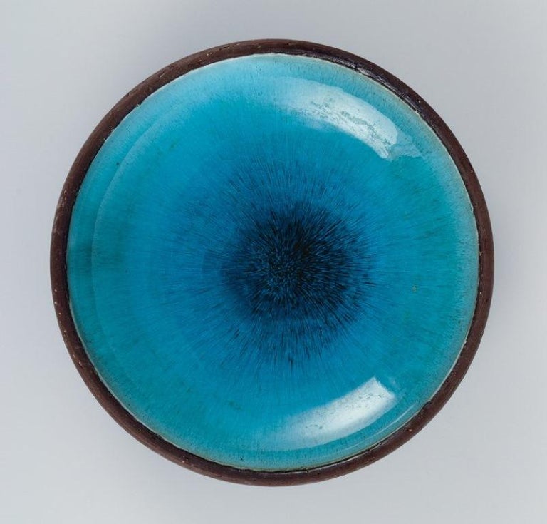 OSA, Denmark. Two large retro unique ceramic bowls with glaze in ...