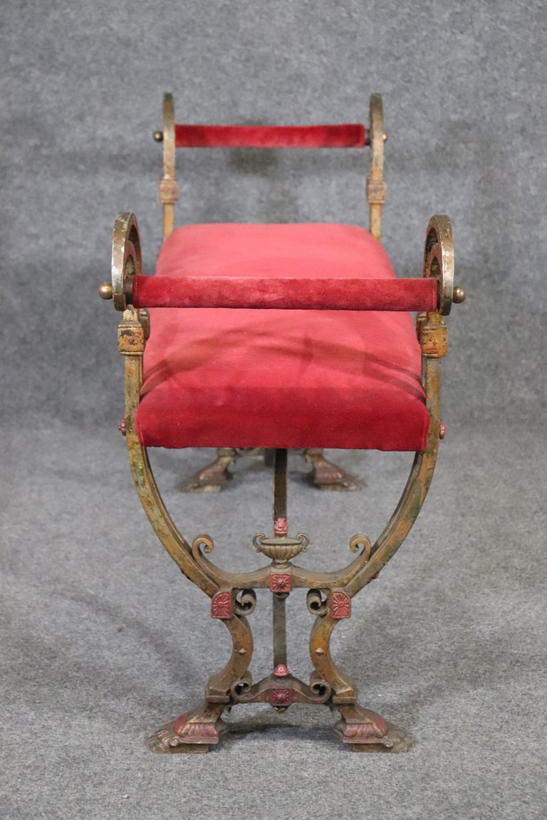 Oscar Bach Style Hand-Wrought Iron Upholstered Window Bench circa 1930 ...